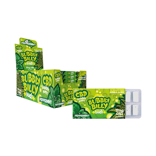 Bubbly Billy Buds Mint Flavoured Chewing Gum 17mg CBD – Display Carton ...